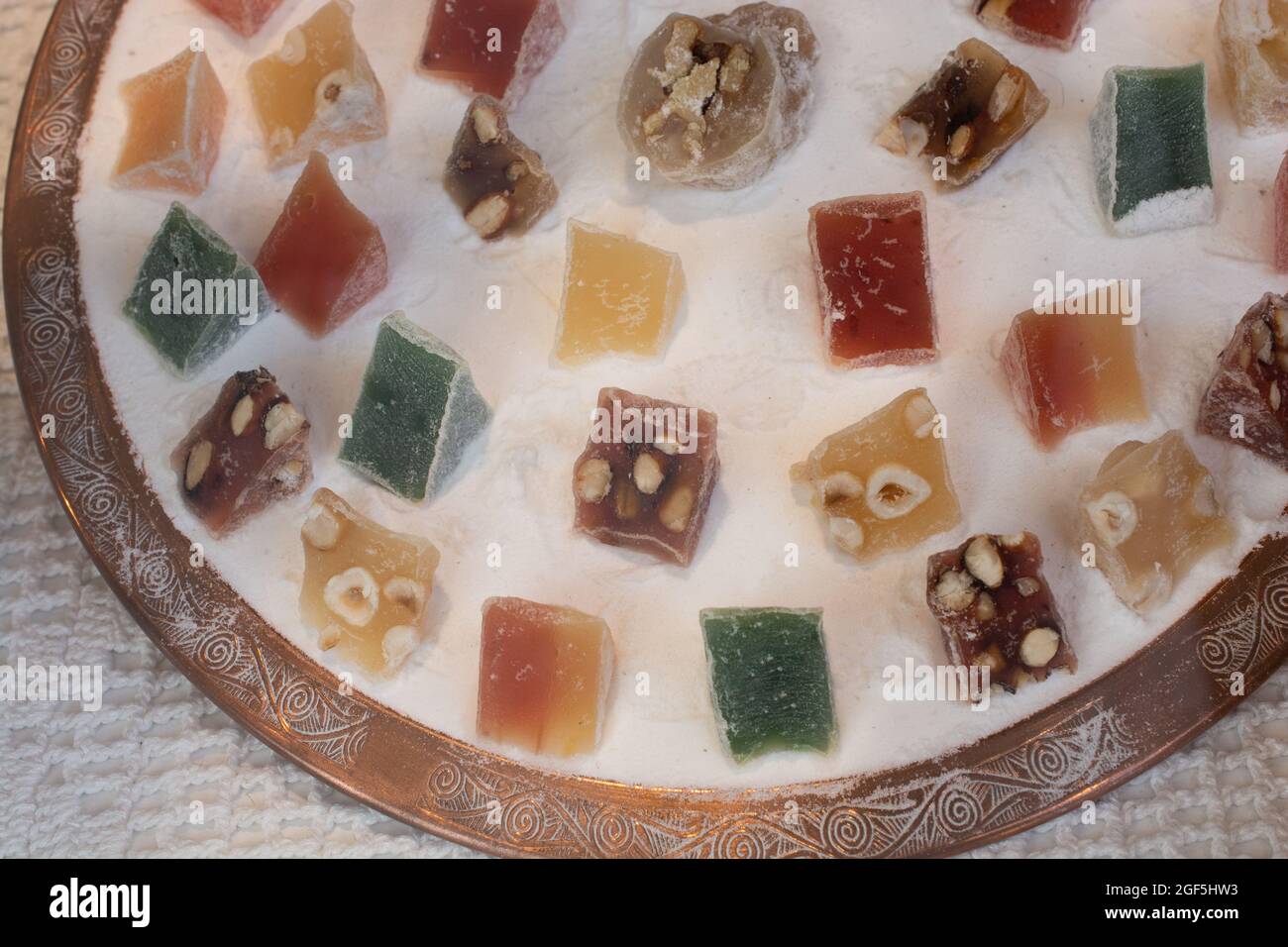 Traditional Turkish Delight, Sugar coated soft candy Stock Photo - Alamy