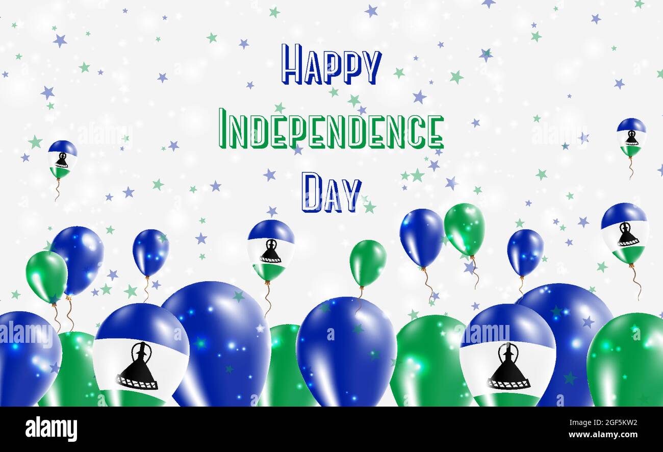 Lesotho Independence Day Patriotic Design. Balloons in Mosotho National ...
