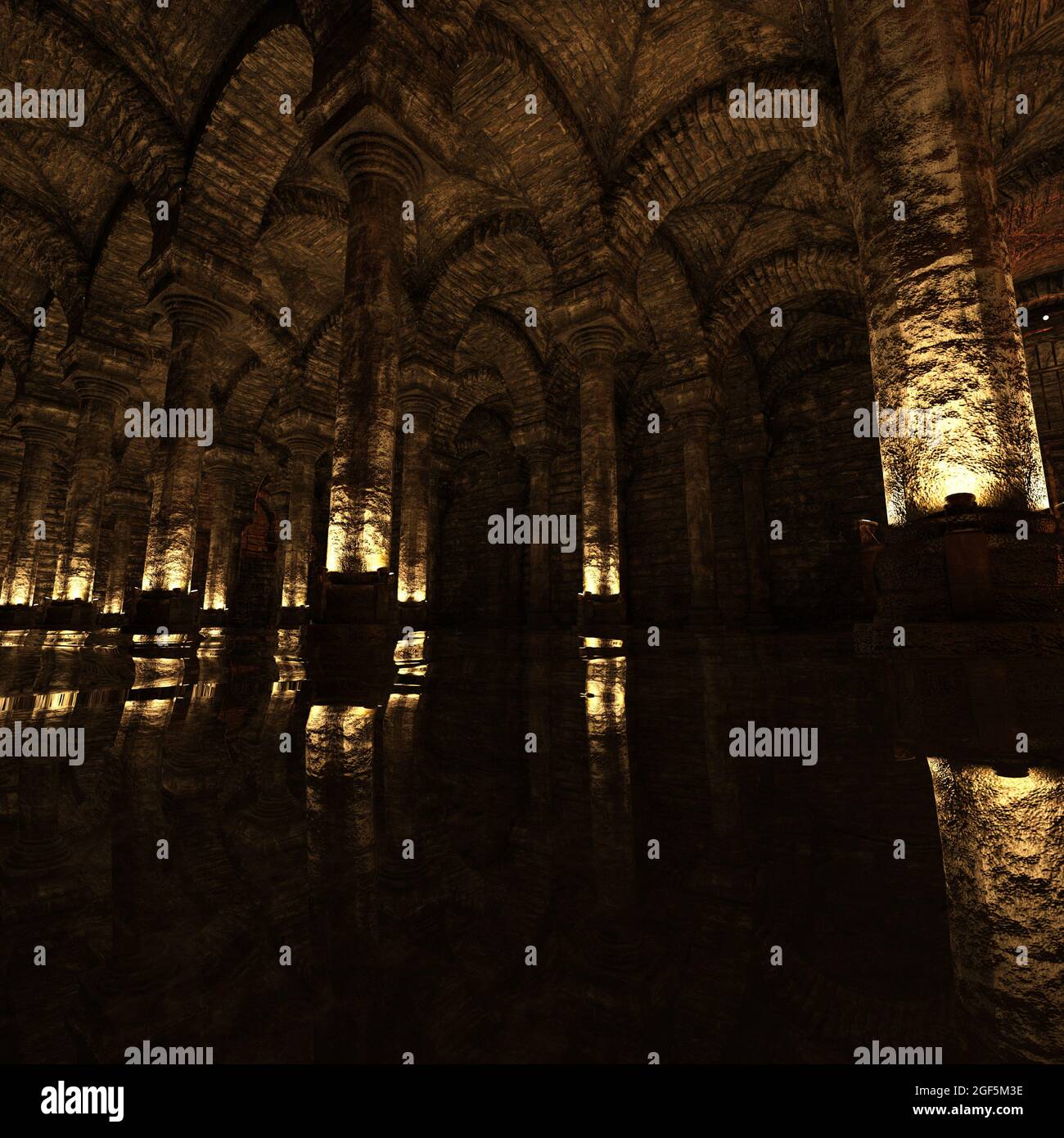 3d-illustration of an underground cistern with water Stock Photo - Alamy