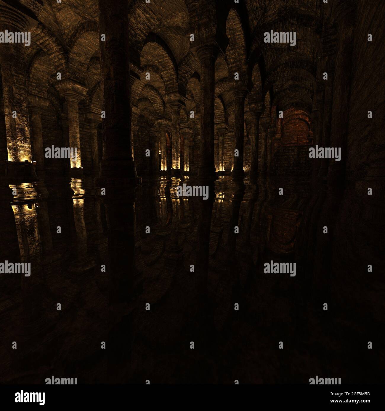 3d-illustration of an underground cistern with water Stock Photo - Alamy