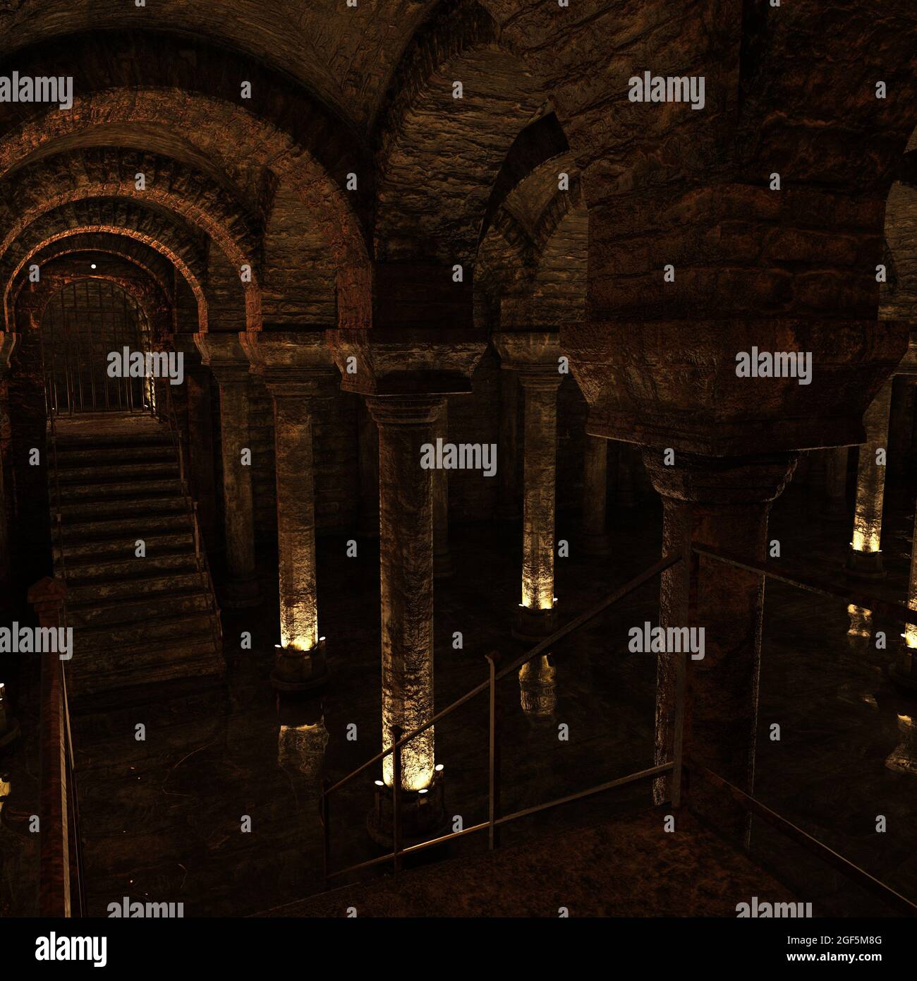 3d-illustration of an underground cistern with water Stock Photo - Alamy