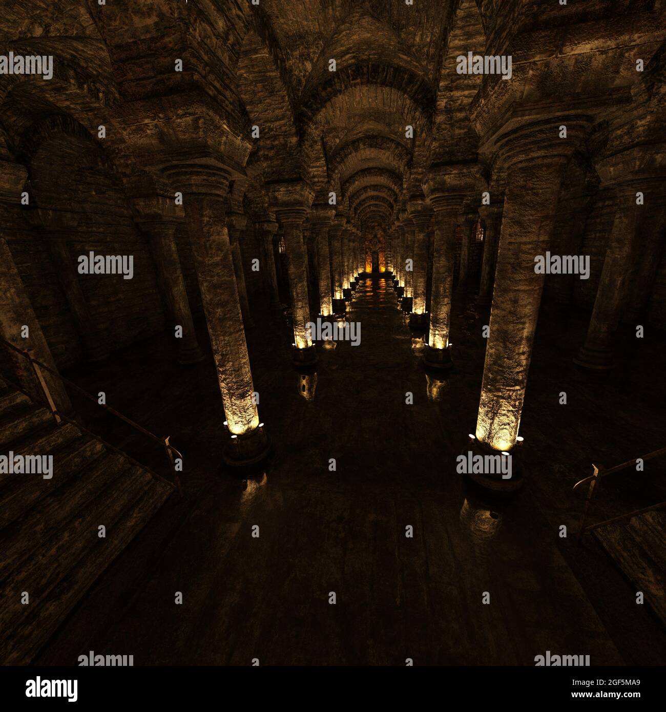 3d-illustration of an underground cistern with water Stock Photo - Alamy