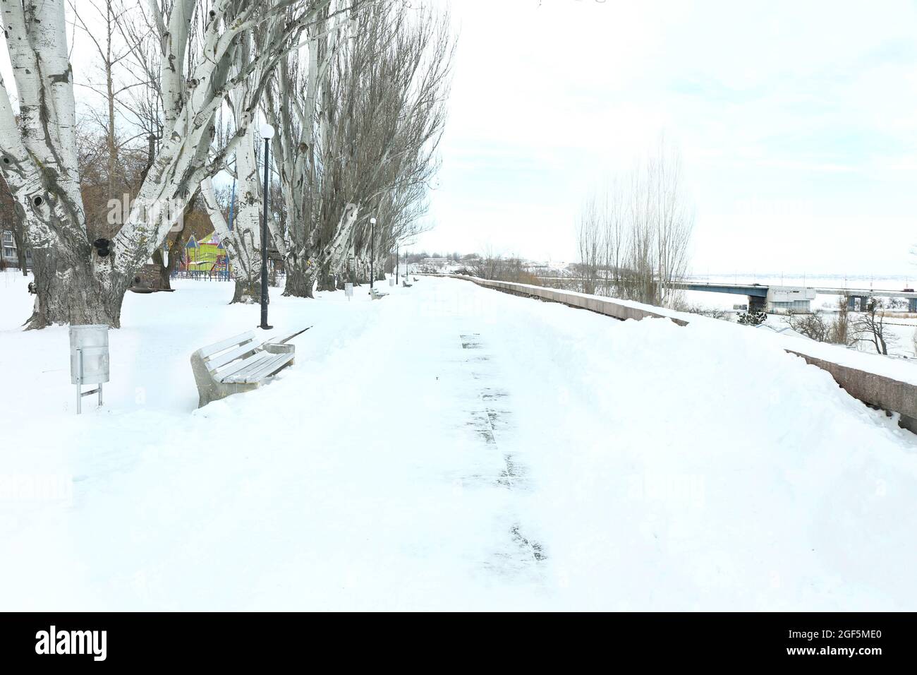 Snowy alley, abstract background Stock Photo - Alamy