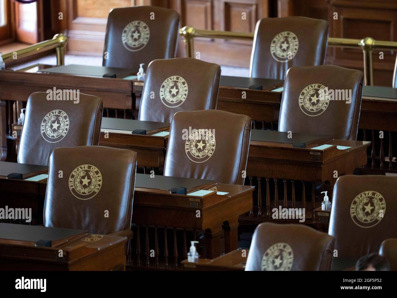 Austin, Texas, USA. 23rd August, 2021. Empty Democratic chairs in the ...