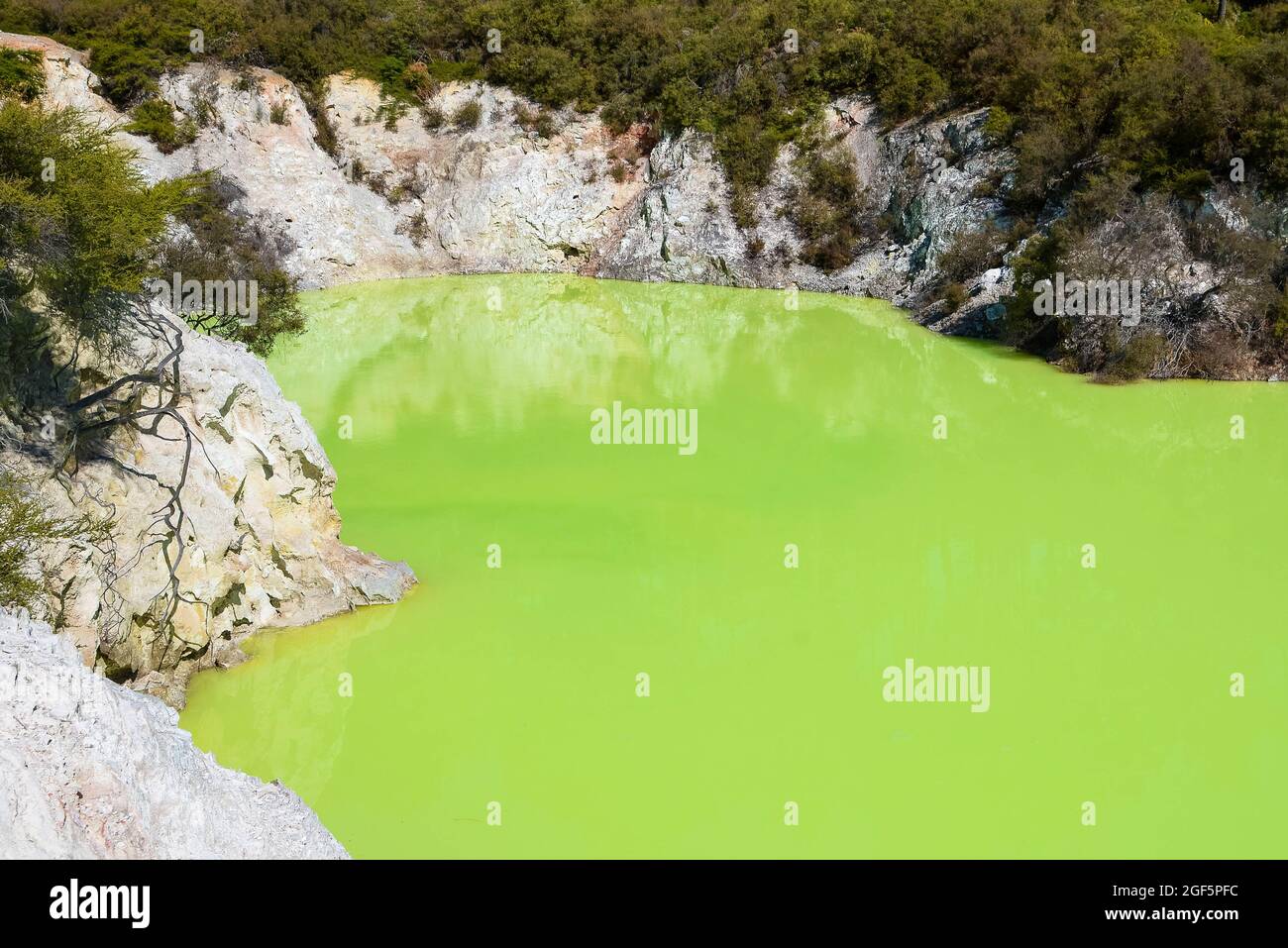 Geothermal Landscape with hot boiling mud and sulphur springs due to ...