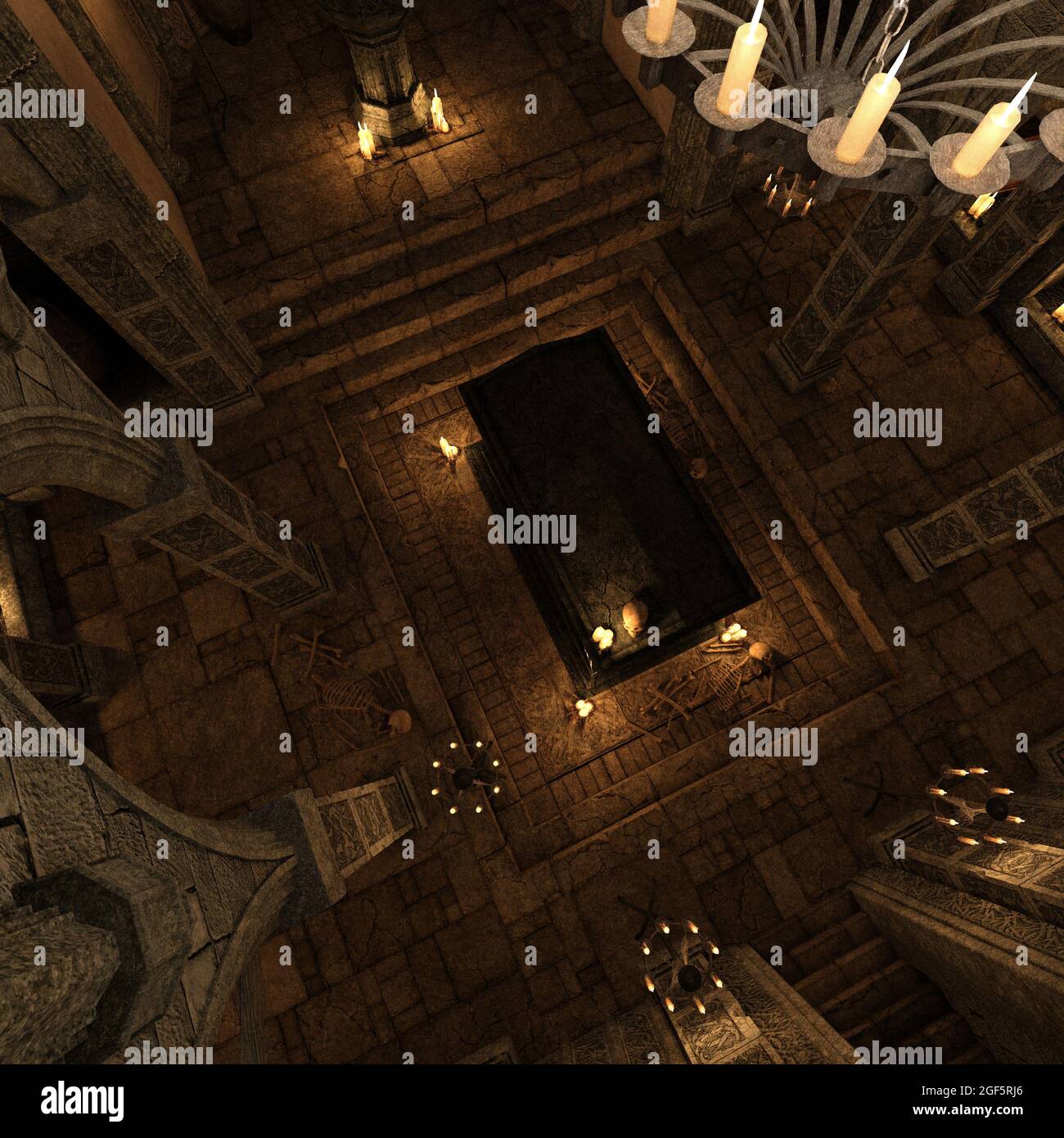 3d-illustration of a scary crypt with candles in a tomb Stock Photo - Alamy