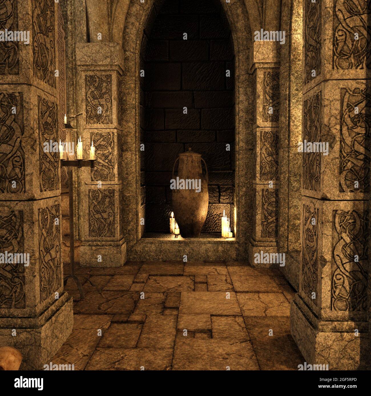 3d-illustration of a scary crypt with candles in a tomb Stock Photo - Alamy