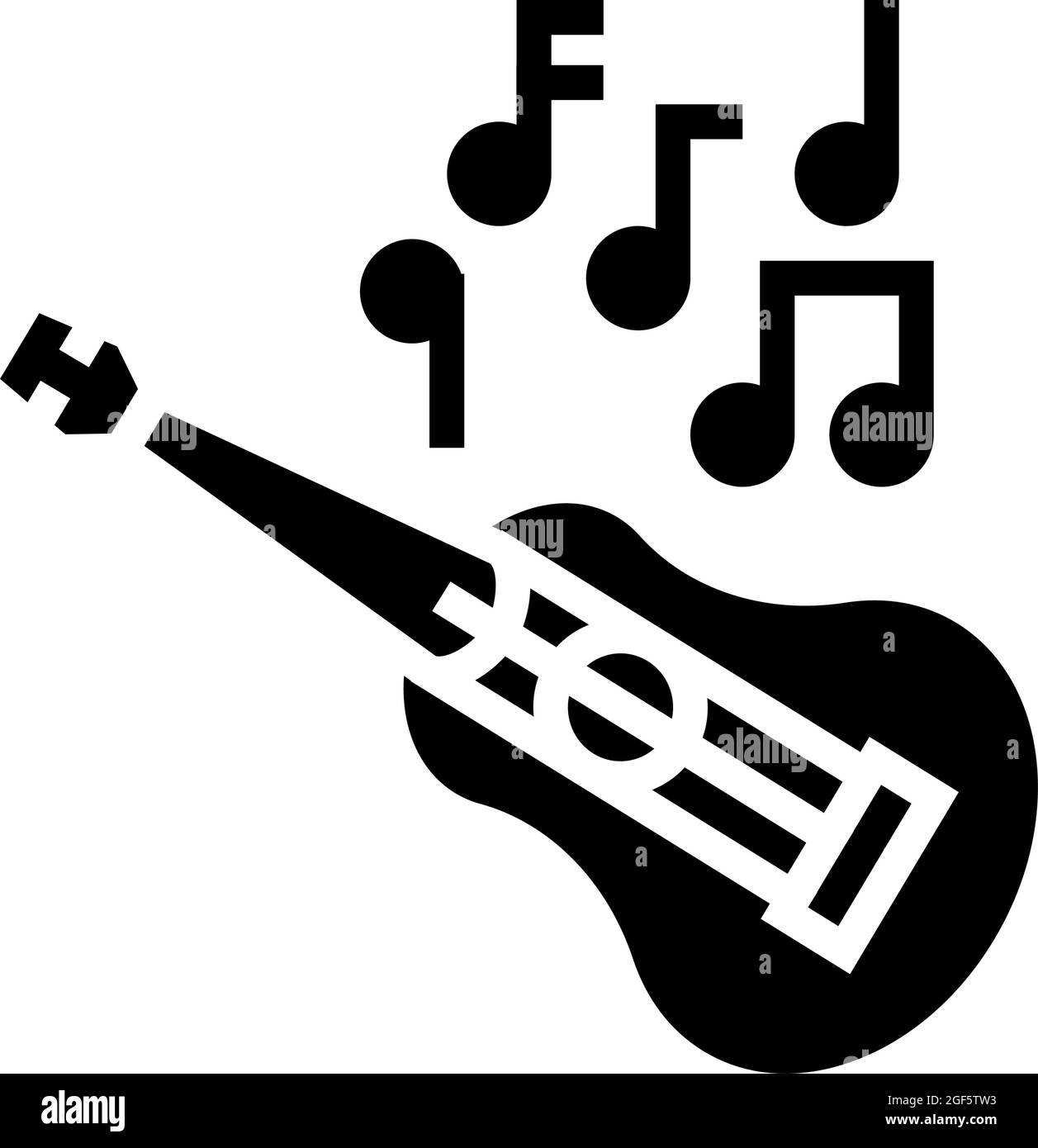 ukulele hawaii musician instrument glyph icon vector illustration Stock ...