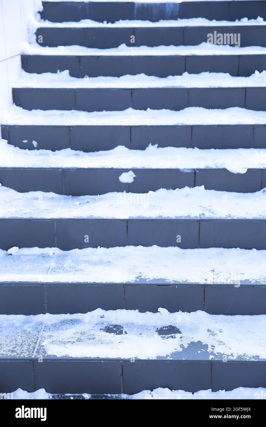 Snow covered stairs Stock Photo - Alamy