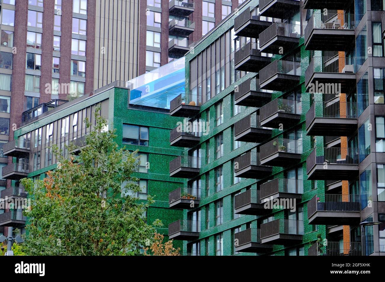 London, UK. Ballymore development Embassy Gardens in Nine Elms with the ...