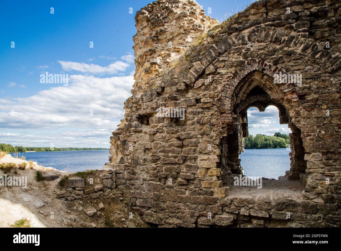 castle ruins in the town of Koknese Stock Photo - Alamy