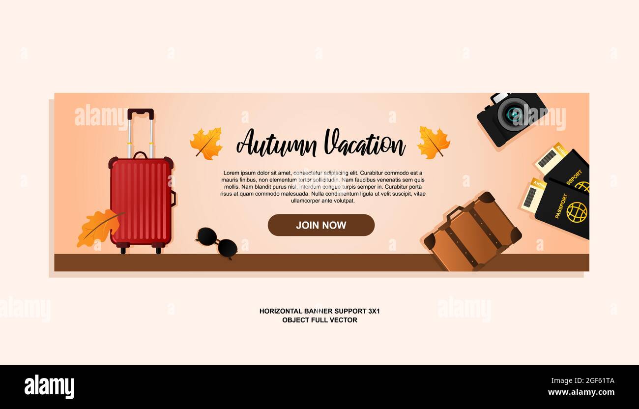 autumn vacation banner 3x1 vector illustration additional image include ...