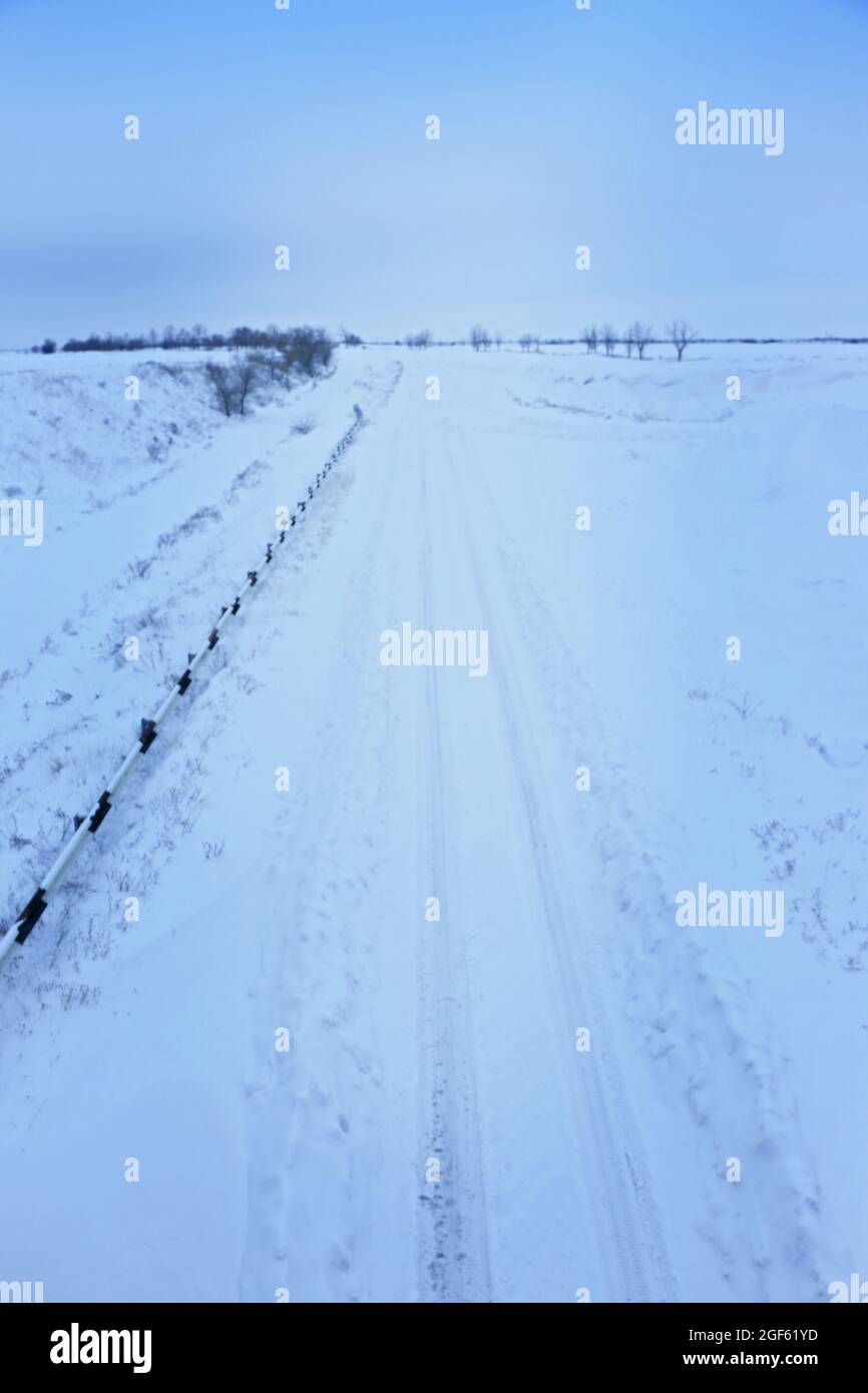 Snowy winter road, outdoor Stock Photo - Alamy
