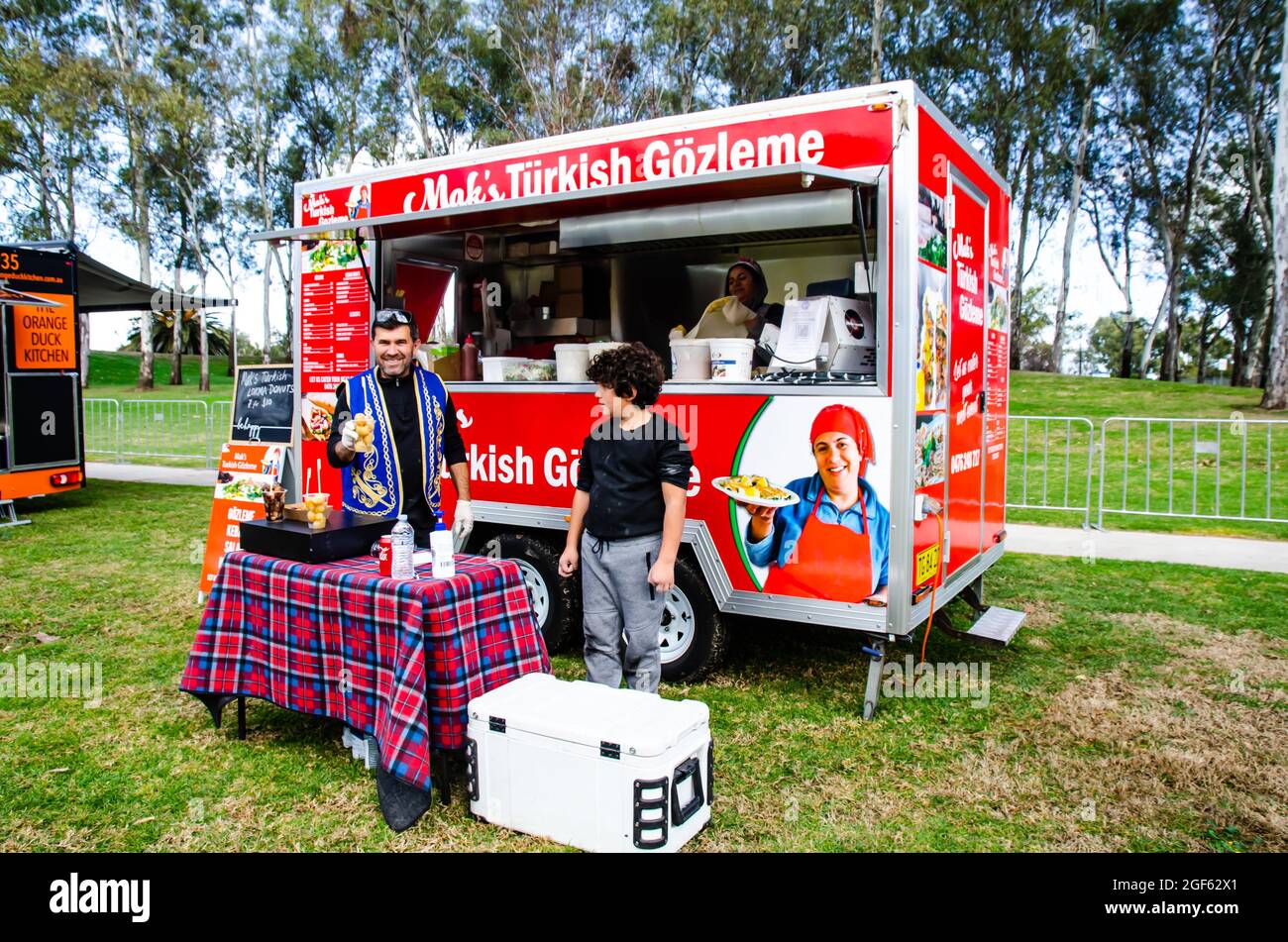 Turkish food stall in a trailer at Tamworth multicultural food festival ...
