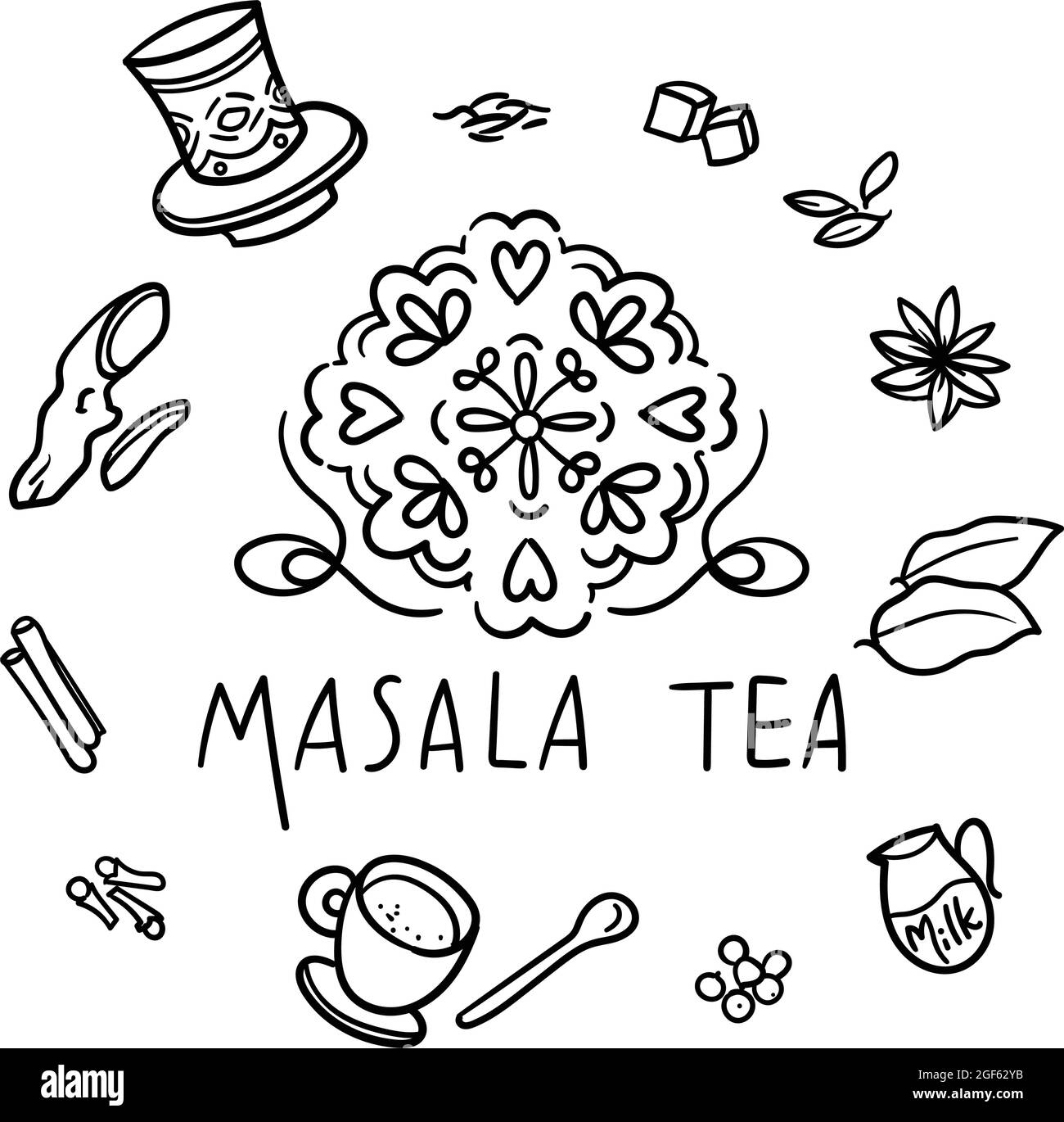 Traditional Indian masala tea with spices on white background.Totem ...