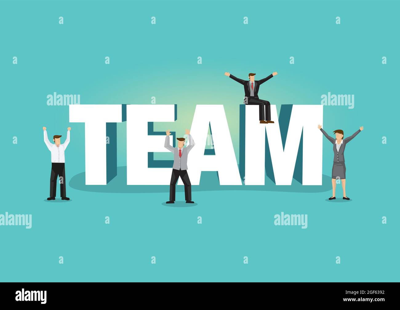 Typeface of team decorated with office businessman. Business concept of ...