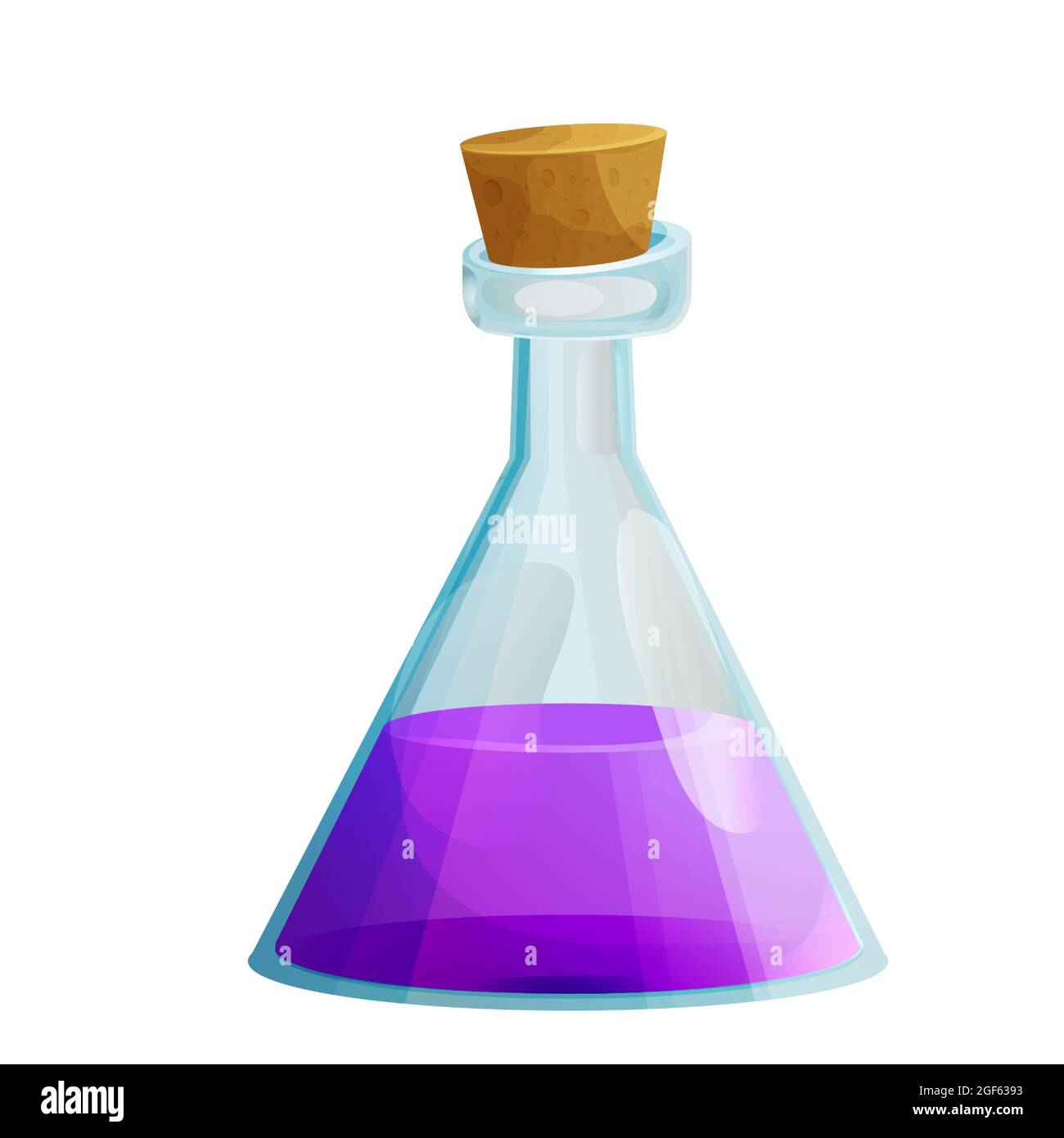 Magic Bottle with liquid potion elixir lab game icon in cartoon style ...