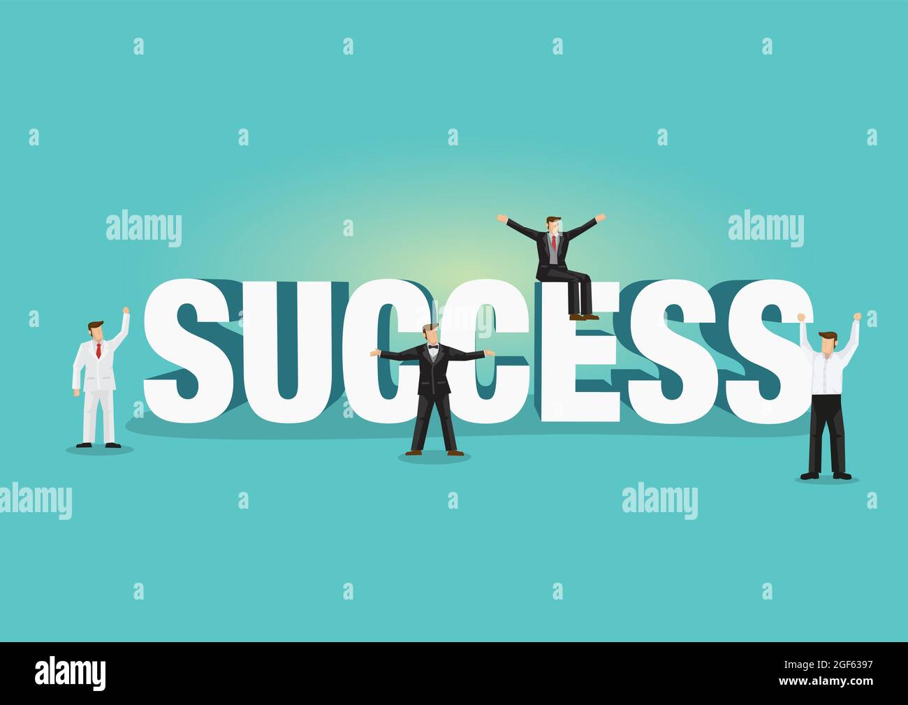 Typeface of success decorated with office businessman. Business concept ...