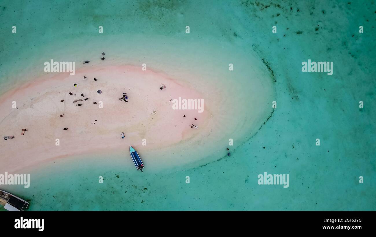 Aerial view of Taka Makassar Sand Island in Komodo National Park Flores ...