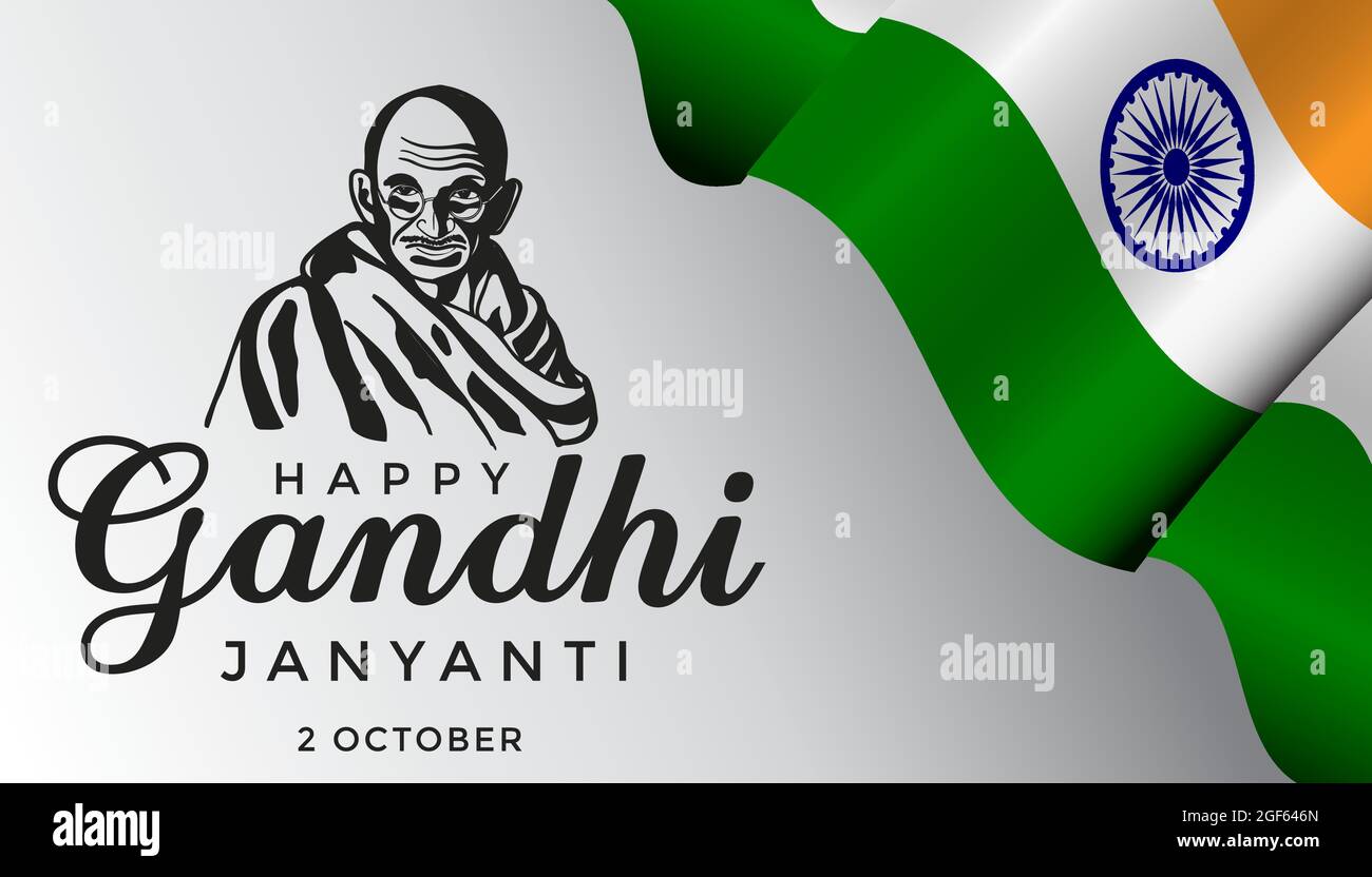 Gandhi Jayanti, 2nd October with realistic indian flag. banner, layer ...