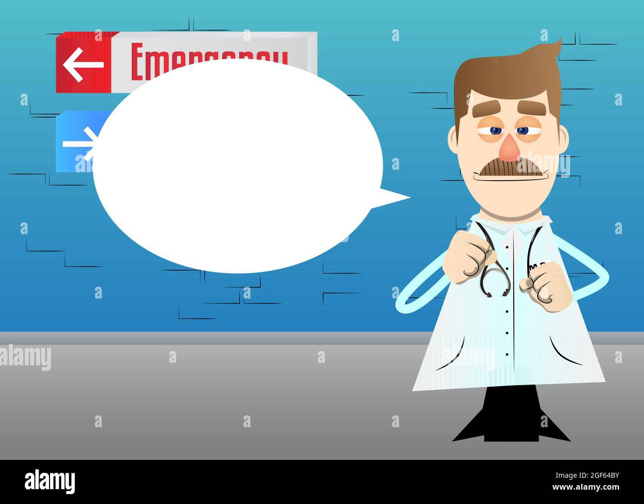 Funny cartoon doctor holding his fists in front of him ready to fight ...