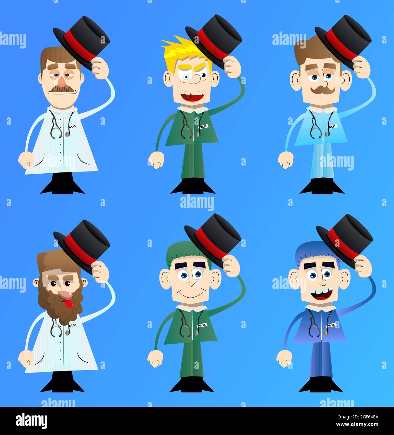 Funny cartoon doctor tipping his hat. Vector illustration Stock Vector ...
