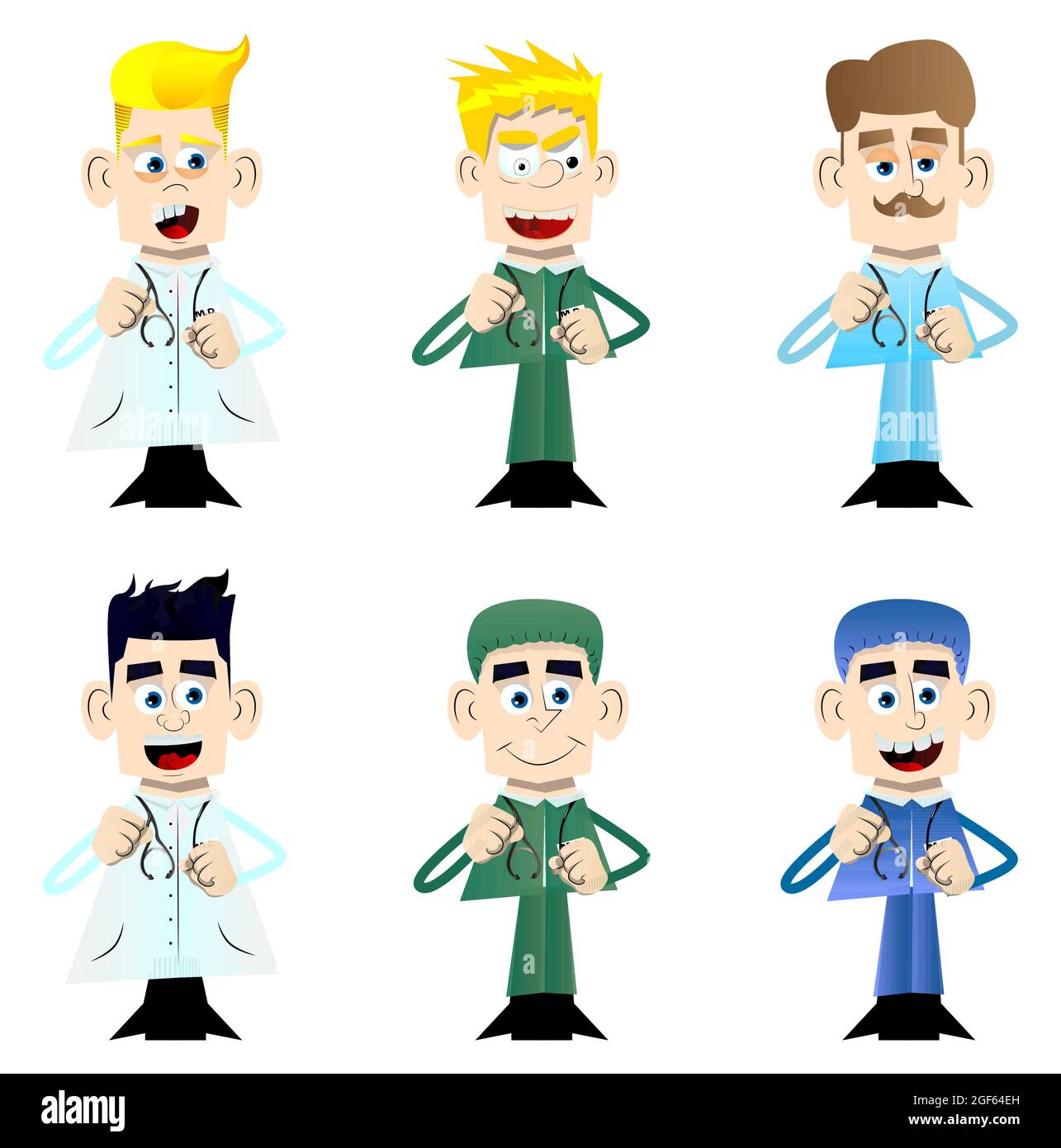 Funny cartoon doctor holding his fists in front of him ready to fight ...