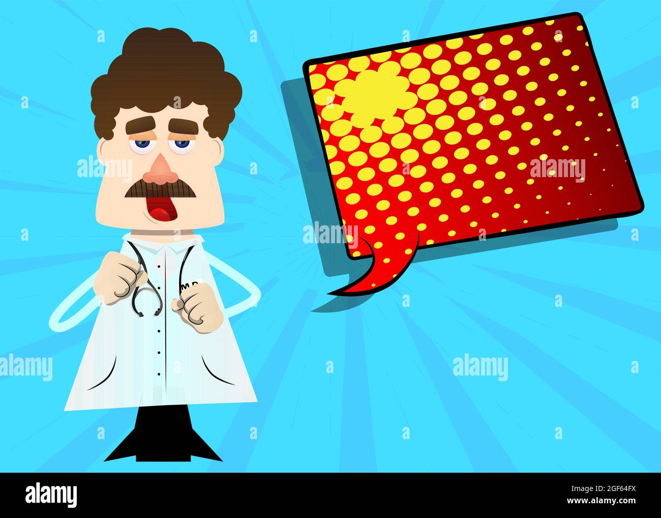 Funny cartoon doctor holding his fists in front of him ready to fight ...