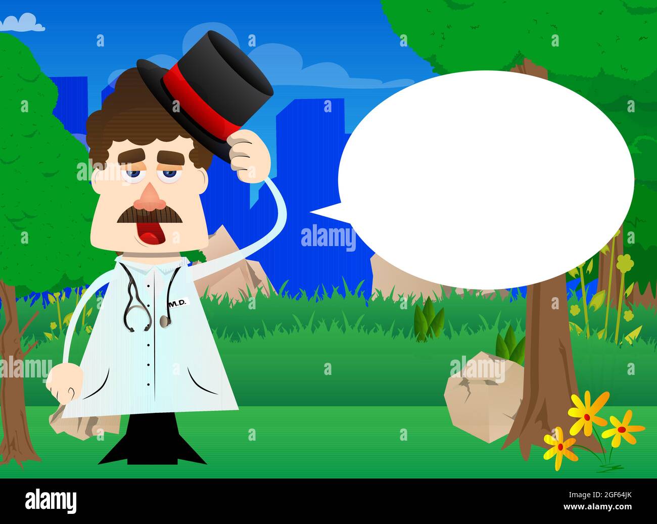 Funny cartoon doctor tipping his hat. Vector illustration Stock Vector ...