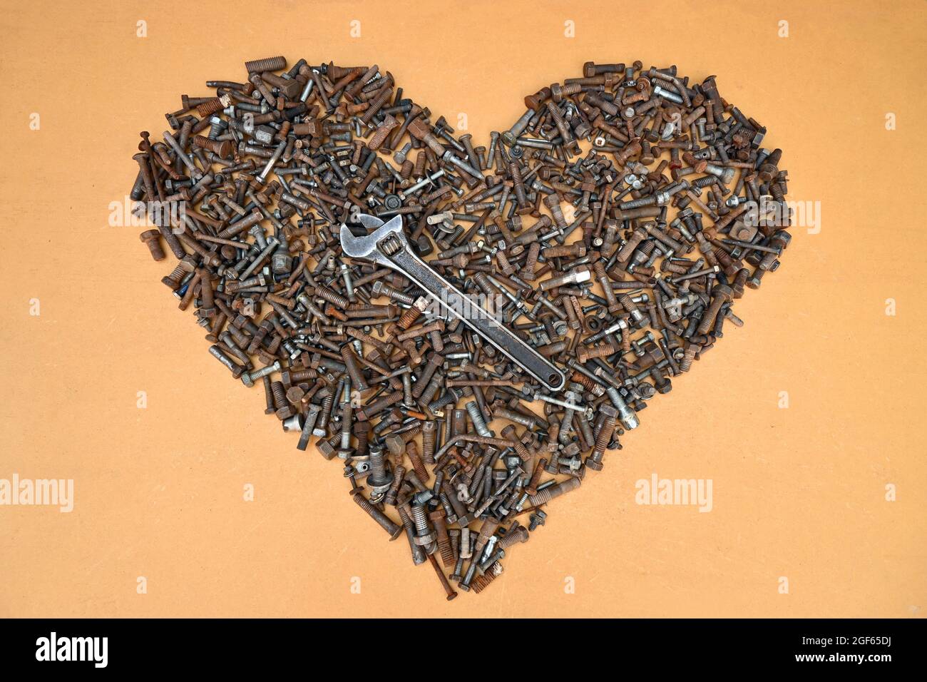 Heart Wrench Tool Mechanical Steel Hex Nut Rusty Ocher Stock Photo - Alamy
