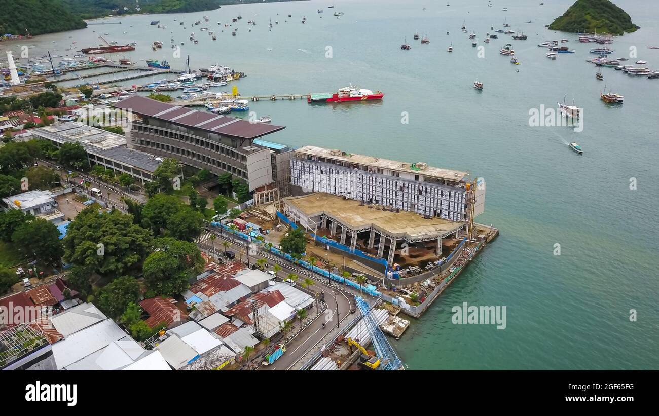 Aerial Labuan Bajo Port gate to the famous Komodo Island in East Nusa ...