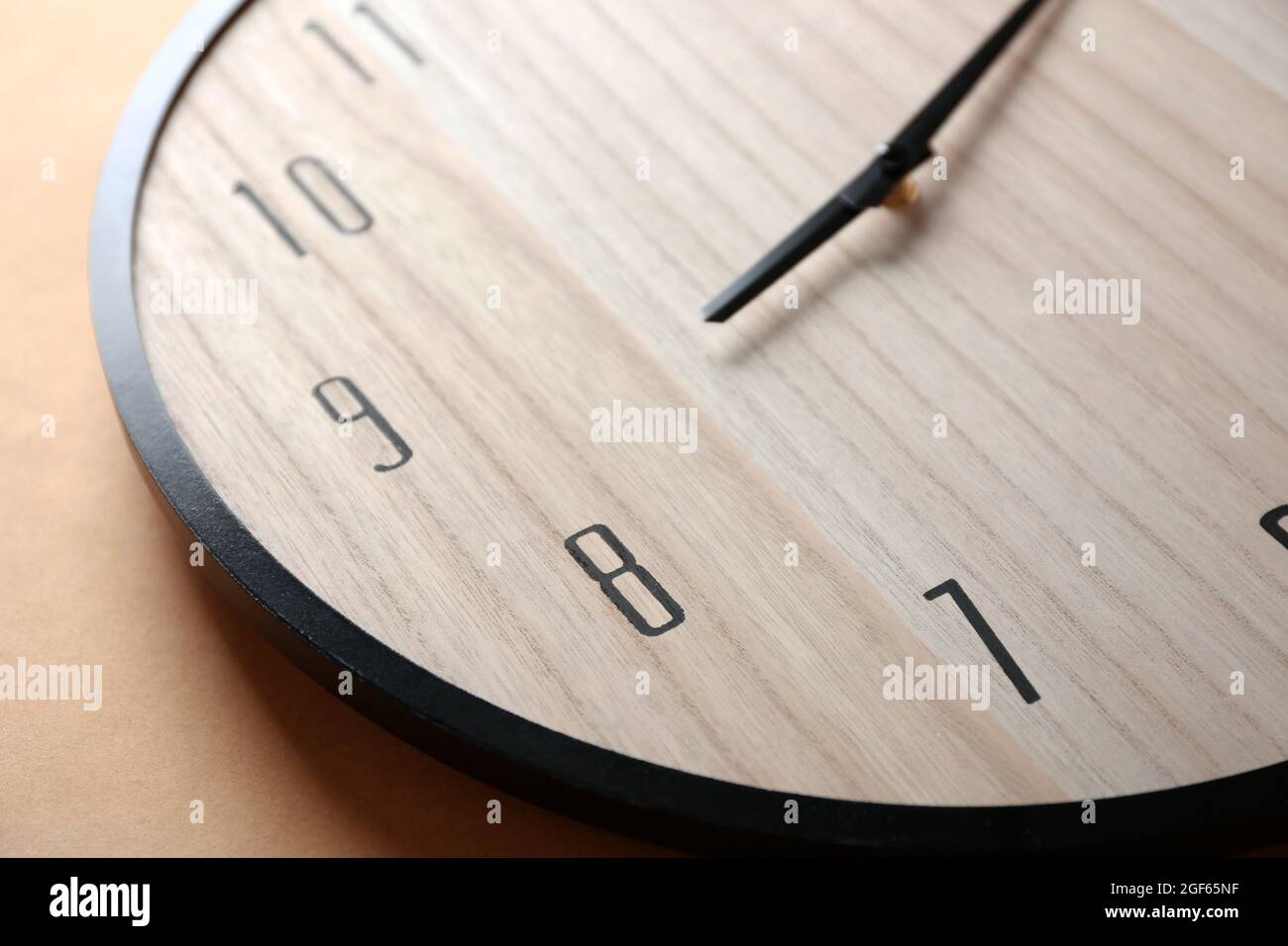 Wooden clock face closeup Stock Photo - Alamy