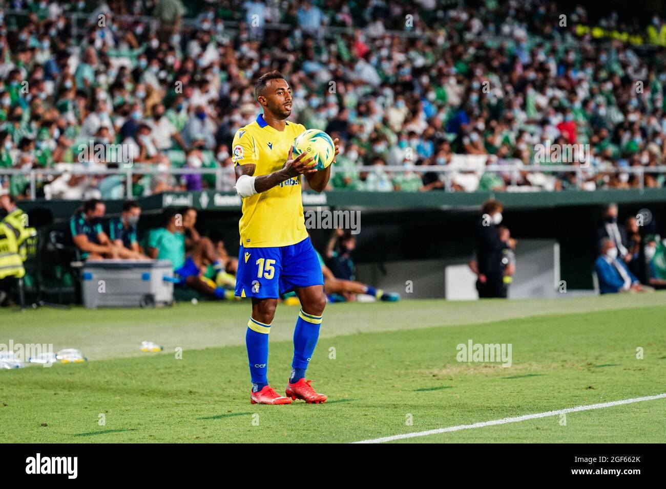 Carlos Akapo of Cadiz CF seen in action during the La Liga Santander ...