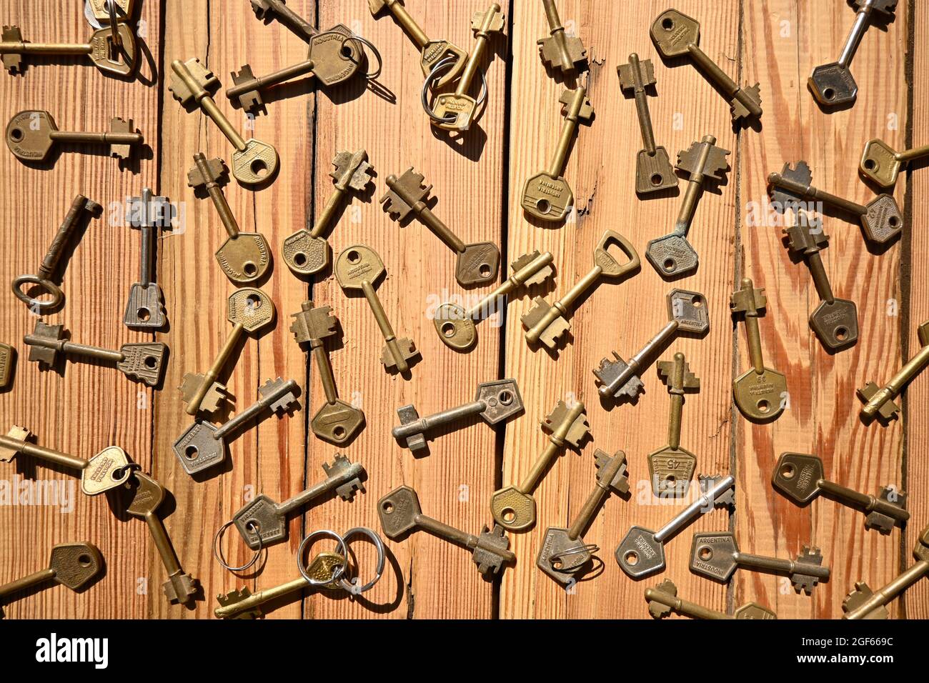 House Keys Bronze Metal Pine Wood Password Security Privacy Stock Photo ...