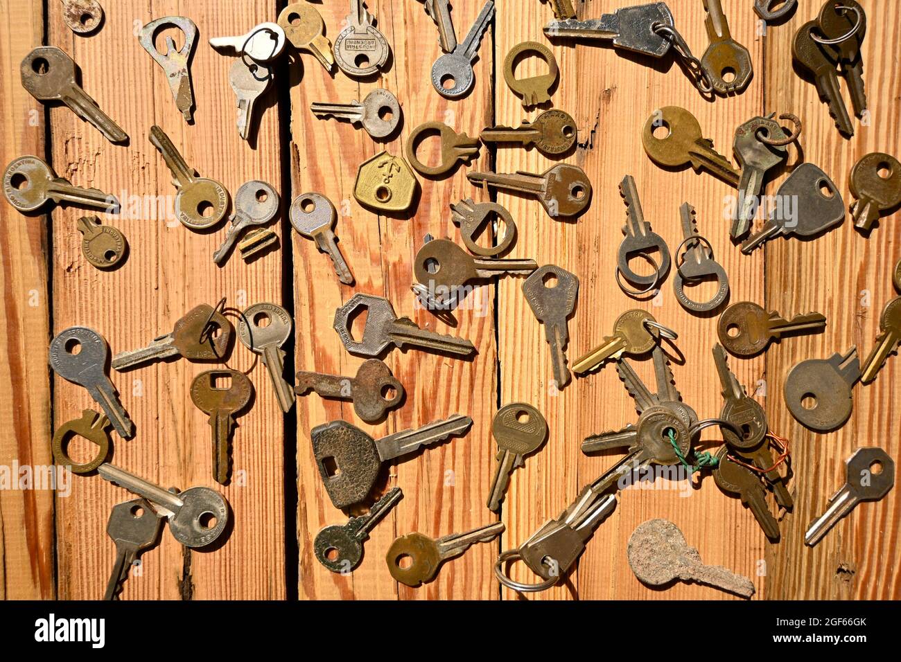 House Keys Bronze Metal Pine Wood Password Security Privacy Stock Photo ...