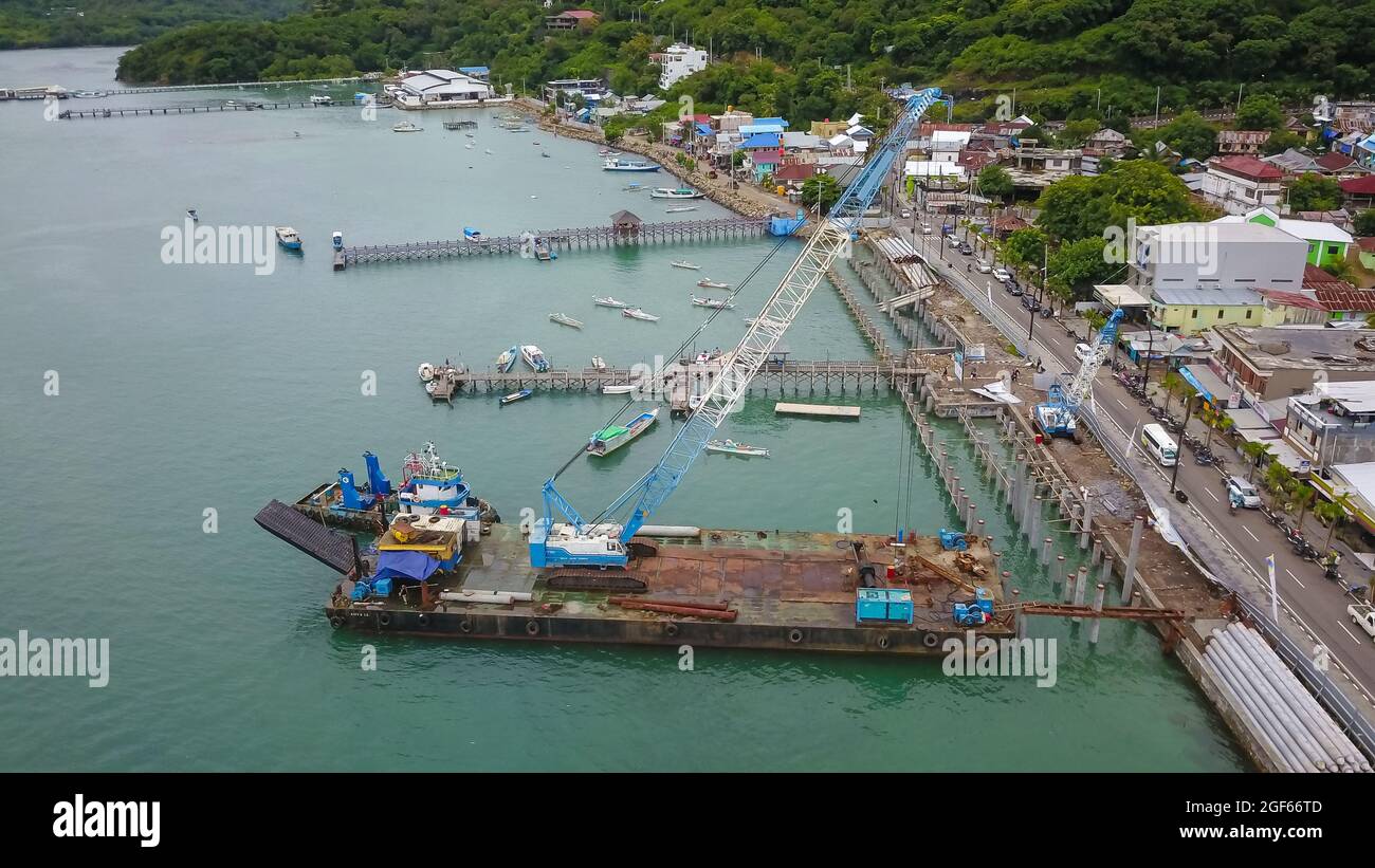 Aerial Labuan Bajo Port gate to the famous Komodo Island in East Nusa ...