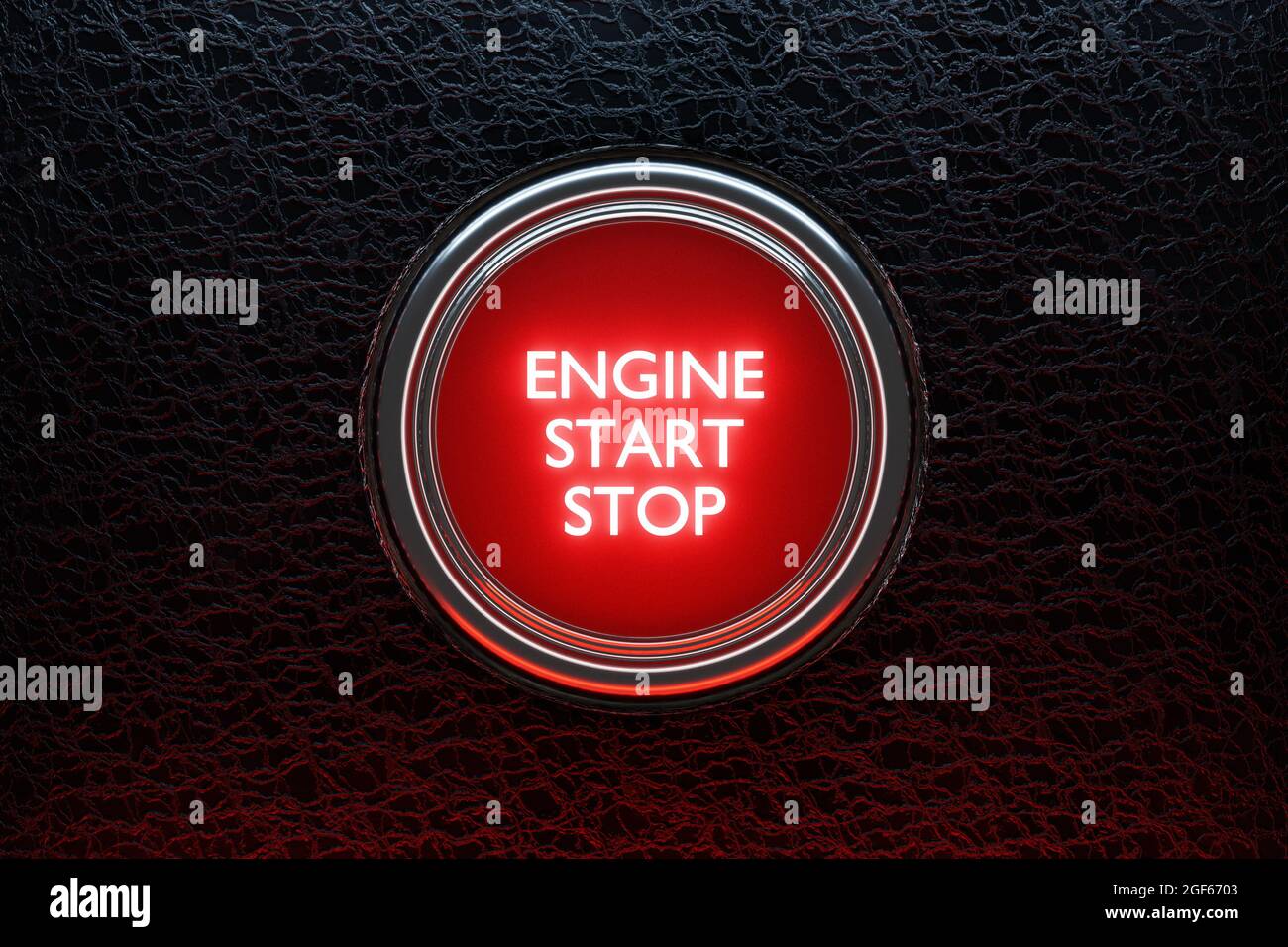 3D illustarion car engine push start stop button ignition remote ...