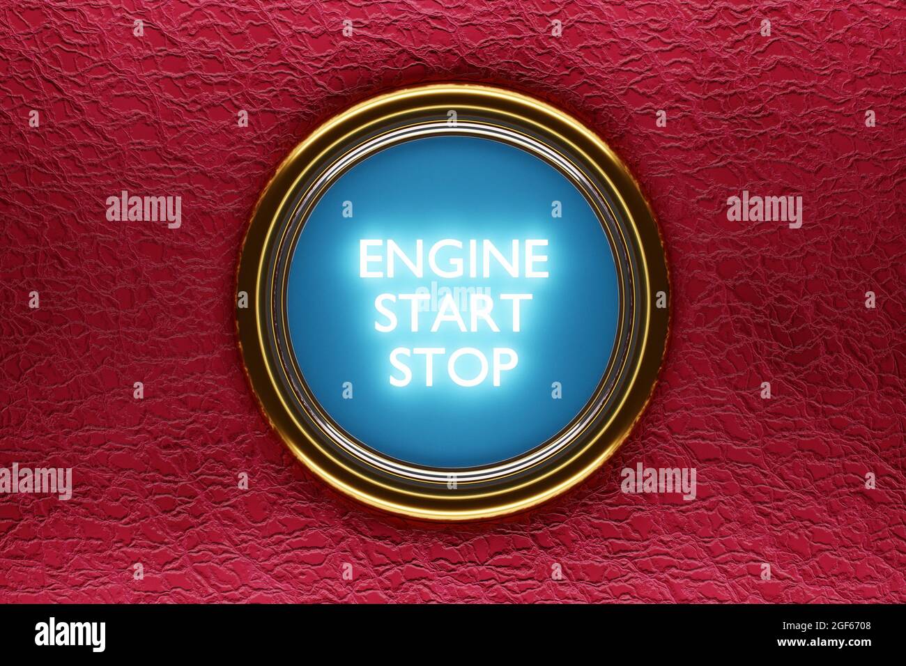 3D illustarion car engine push start stop button ignition remote ...