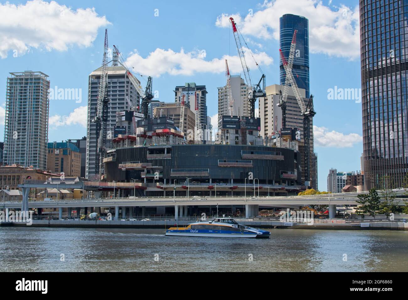 Brisbane skyline with construction Stock Photo - Alamy