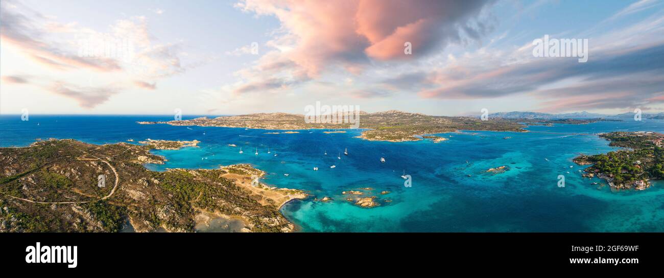 View from above, stunning panoramic view of La Maddalena Archipelago ...