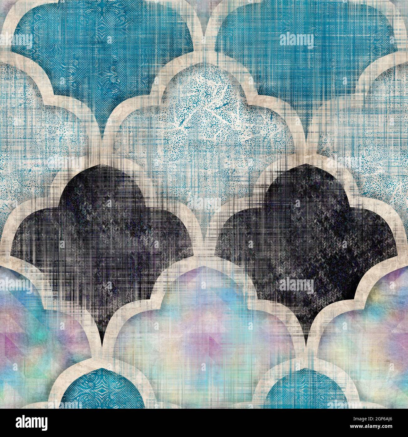 Seamless Moroccan inspired highly textured pattern for surface print ...