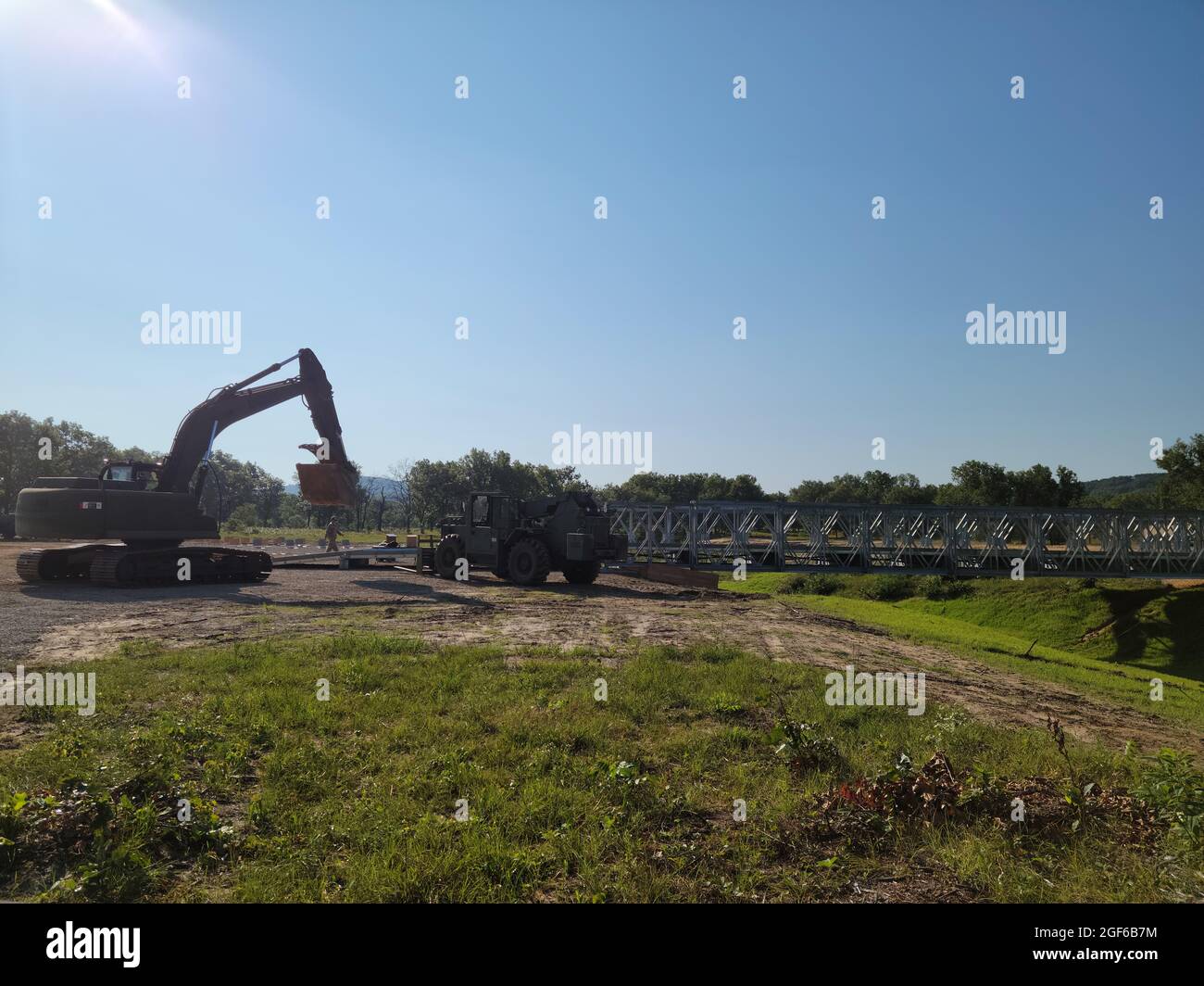 The Mabey-Johnson Bridge was on display over a dry gulley in the newly ...