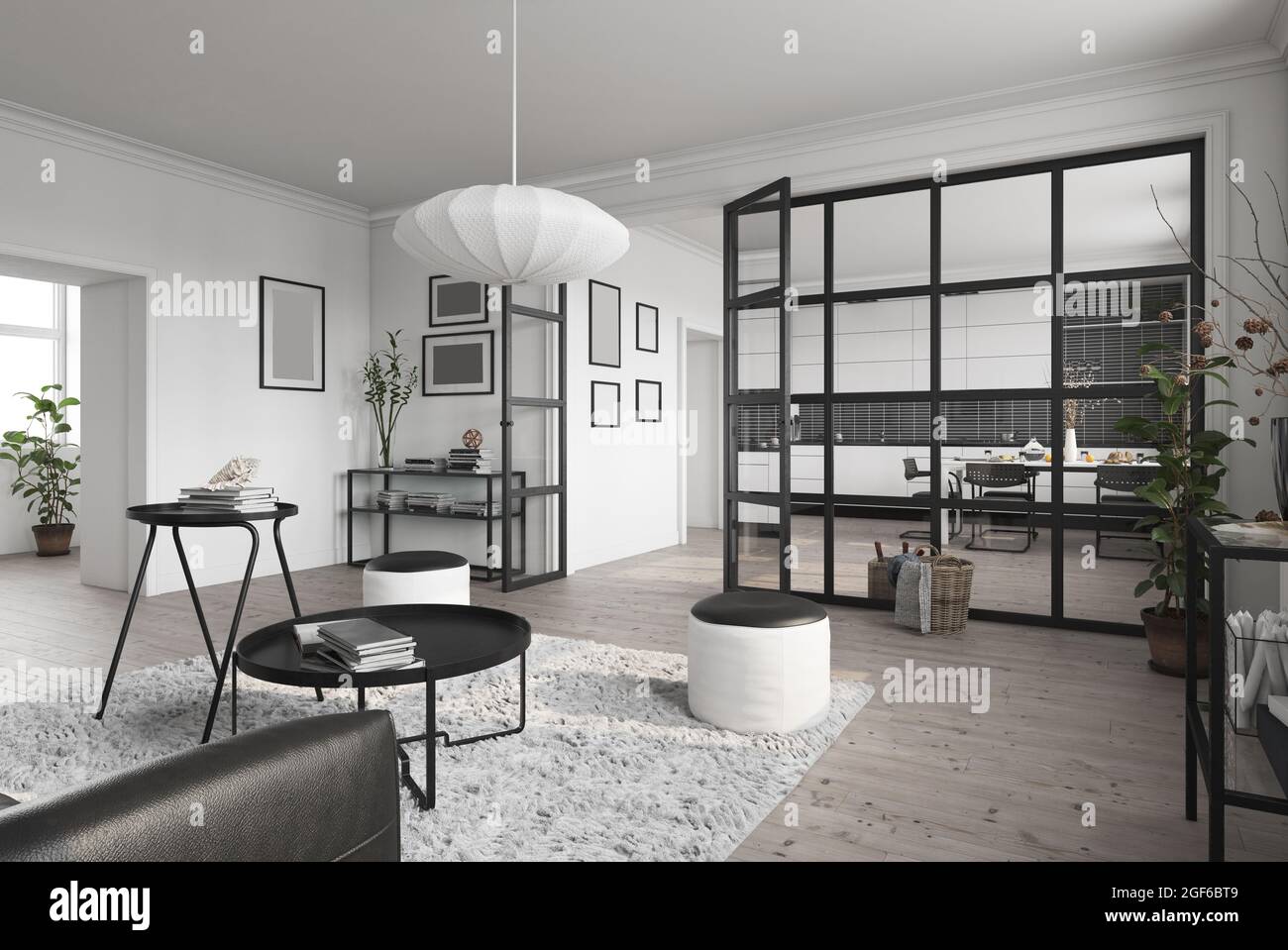 modern living interior design. 3d concept illustration Stock Photo - Alamy