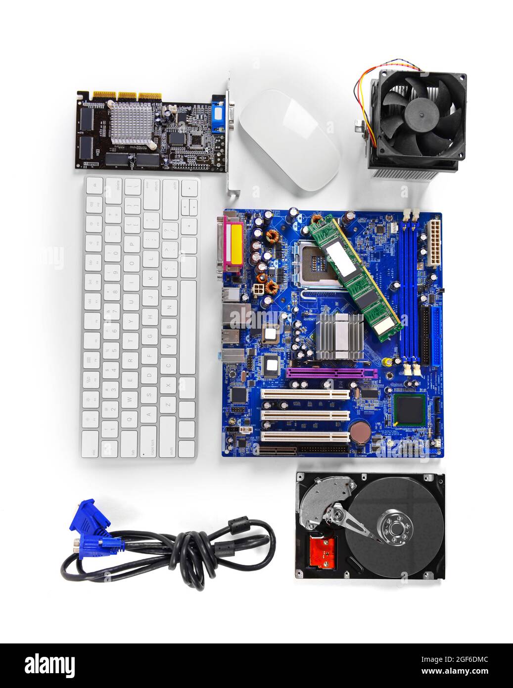 Components on computer motherboard Cut Out Stock Images & Pictures - Alamy