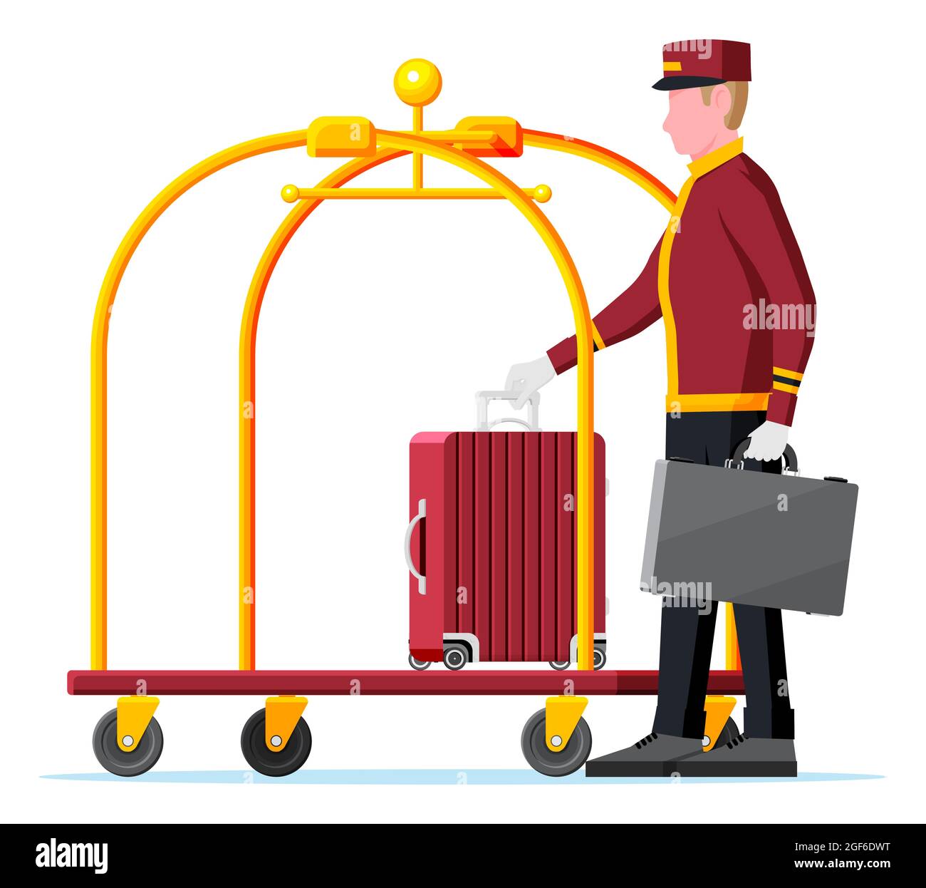 Hotel Luggage Cart Full of Luggage and Bellhop Stock Vector Image & Art ...
