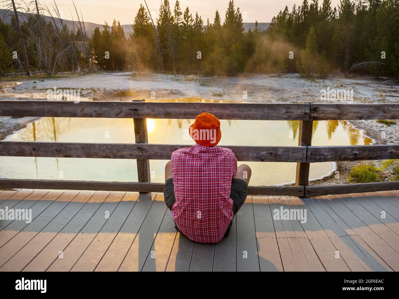 Tourist in Yellowstone National Park, USA Stock Photo - Alamy