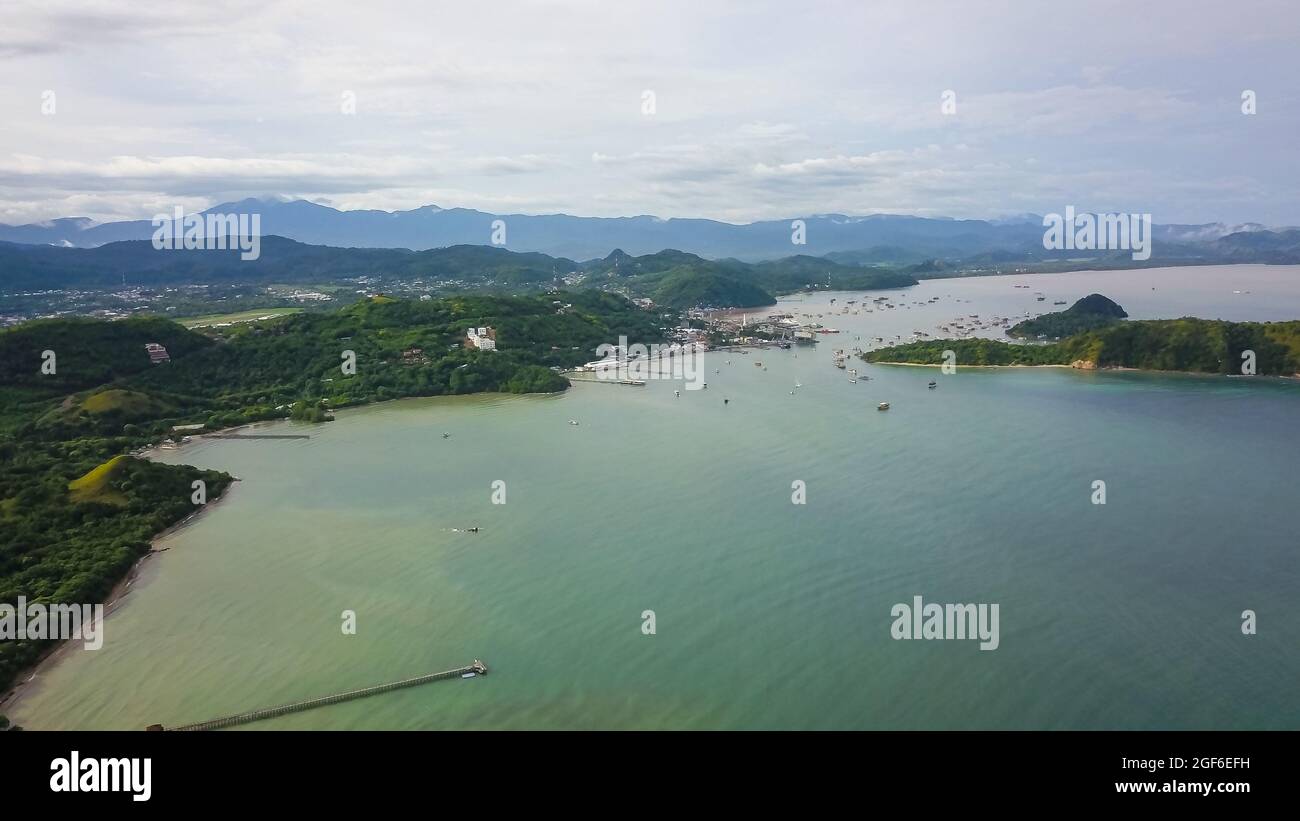 Aerial view of small island with the sea in Labuan Bajo West Manggarai ...
