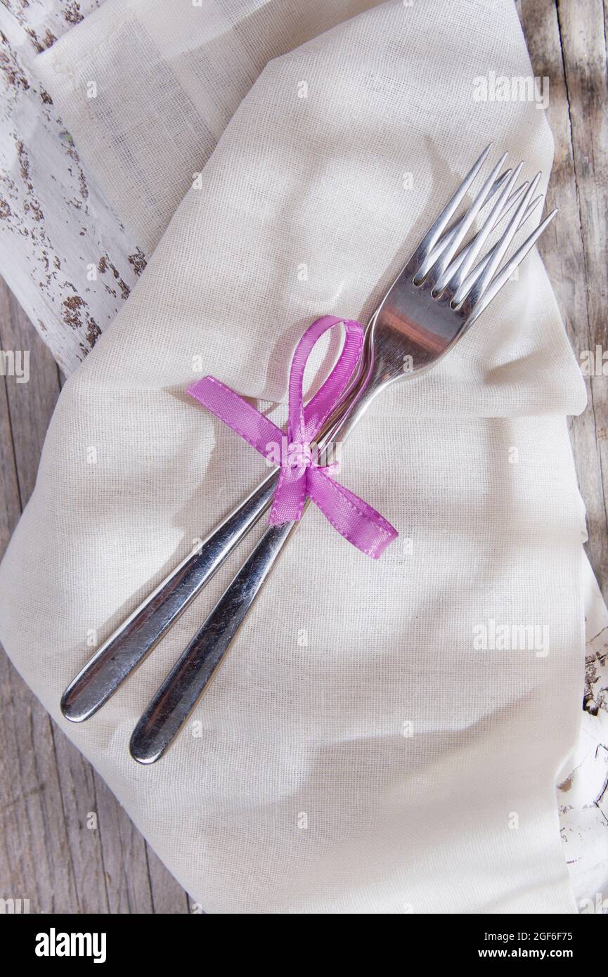 Presentation of two forks on the table for fine dining Stock Photo - Alamy