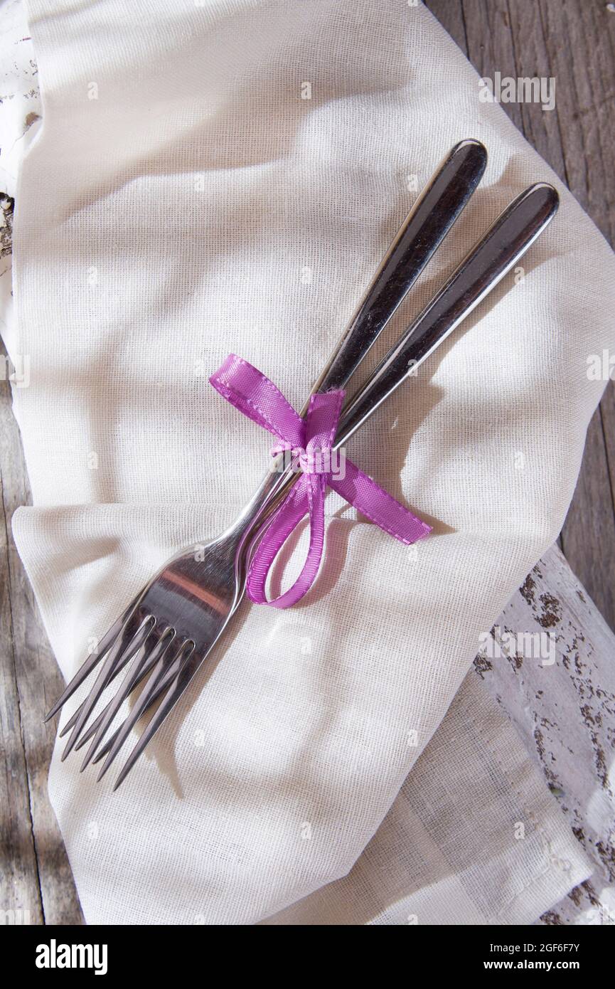 Presentation of two forks on the table for fine dining Stock Photo - Alamy
