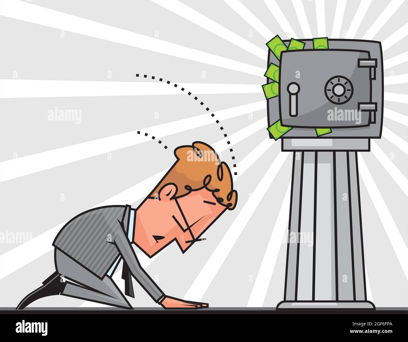 Vector illustration Businessman praying to the Money god Stock Vector ...